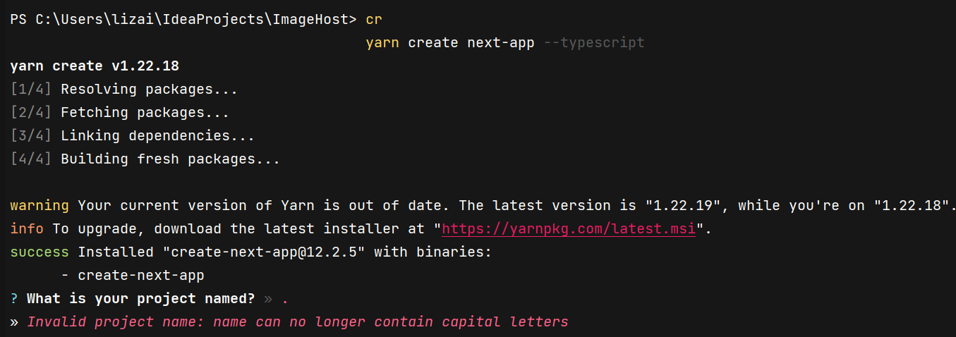 Create-next-app doesn't allow a '.' as a project name · Issue #40135 · vercel/next.js · GitHub